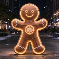 China IP65 Waterproof Gingerbread Man Light Sculpture with Customized Color and Stainless Steel Framework for Outdoor Holiday Displays for sale