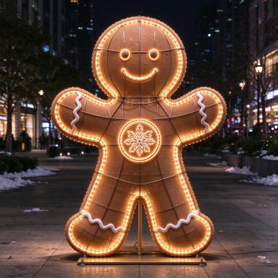 China IP65 Waterproof Gingerbread Man Light Sculpture with Customized Color and Stainless Steel Framework for Outdoor Holiday Displays for sale