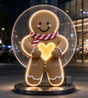 China IP65 Waterproof Gingerbread Man Light Sculpture with Customized Color and Stainless Steel Framework for Outdoor Holiday Displays for sale