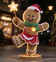 China IP65 Waterproof Gingerbread Man Light Sculpture with Customized Color and Stainless Steel Framework for Outdoor Holiday Displays for sale