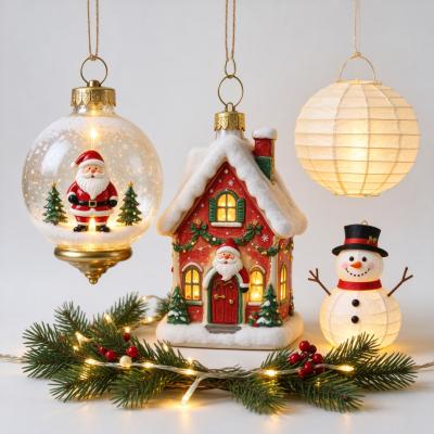 China Battery Operated Hand-Painted Christmas Lantern and Scratch-Resistant Holiday Lantern for Indoor Festive Display for sale
