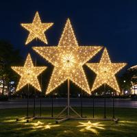 China Interactive 8m Height LED Wire Mesh Star Light with DC12V/24V Low Voltage Illuminated Star Decoration for Outdoor Commercial Displays for sale