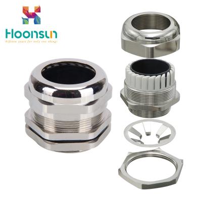China Anti Magnetic EMC Shielded Metal Cable Gland Metric Thread Nickel Plated Brass IP68 for sale