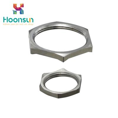 China Nickel Plated Brass Hexagon EMC Locknut Cable Gland Accessory M12 to M100 for sale