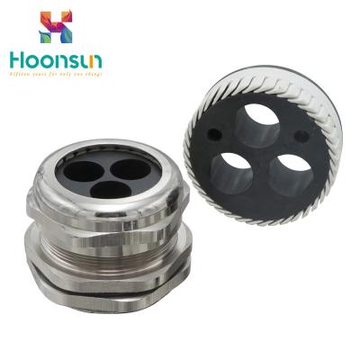 China M20 Nickel Plated Brass Multiple Entry Waterproof Cable Gland IP68 Explosion Proof Connector for sale