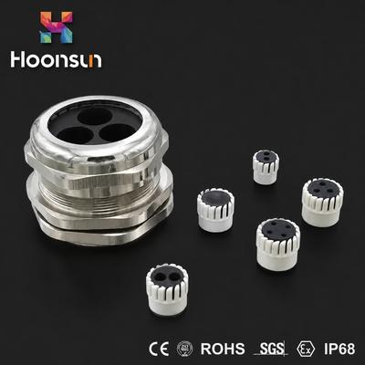 China Dustproof Waterproof Cable Gland M10-M63 Silicone Multiple Entry Brass Nickel Plated IP68 for sale