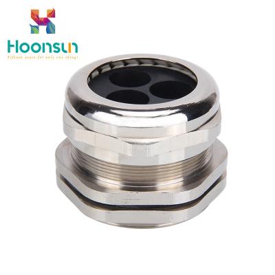 China Brass Nickel Plated Dustproof Waterproof Cable Gland M12-M63 IP68 Silicone Multiple Entry for sale