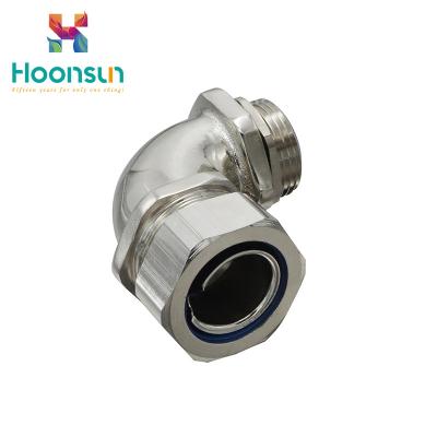 China Right Angle Liquid Tight Fittings Metal Elbow Hose Connector 90 Degree AD10 to AD45 Stainless Steel for sale