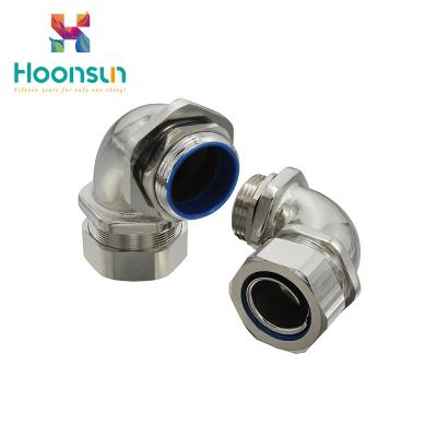 China Right Angle Brass Hose Fitting 90 Degree M25 Male Threaded Connector for Metal Conduit AD27 for sale