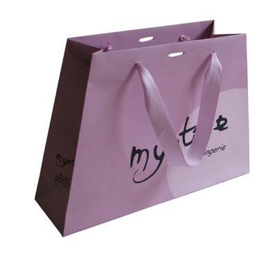 China Purple Matt Laminated Paper Shopping Bags for sale