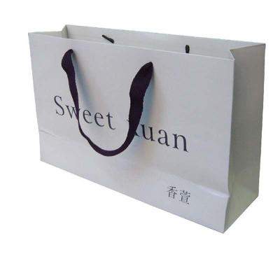 China White Laminated Tote Paper Shopping Bags for sale