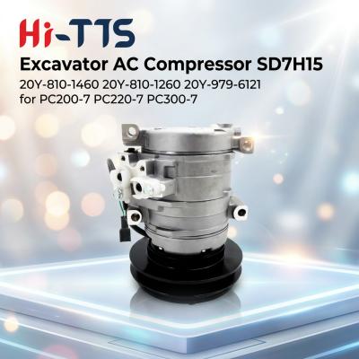 China 24V A/C Compressor 20Y-979-6121 for PC200-7 PC200-8 PC300-8 Excavator Spare Parts for sale