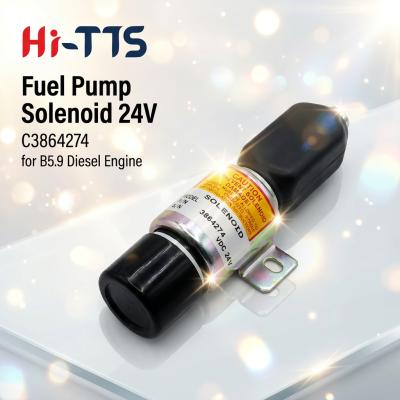 China 24V Stop Solenoid Valve 3864274 386-4274 for 6BT5.9 B5.9 Excavator Engine Parts for sale