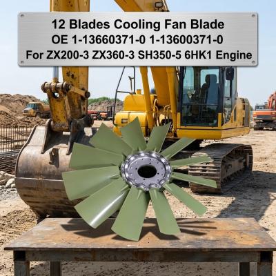 China Excavator Cooling Fan Blade 12 Blades OE 1-13660371-0 1-13600371-0 Fit 6HK1 Diesel Engine ZX200-3 ZX360-3 SH350-5 Replacement Parts for sale