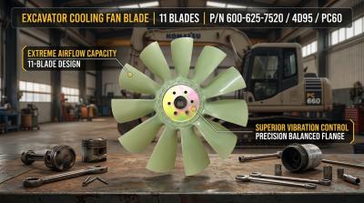China OEM Quality Aftermarket Engine Cooling Fan 11 Blades 600-625-7520 for Komatsu PC60 4D95 Excavator Spare Parts for sale