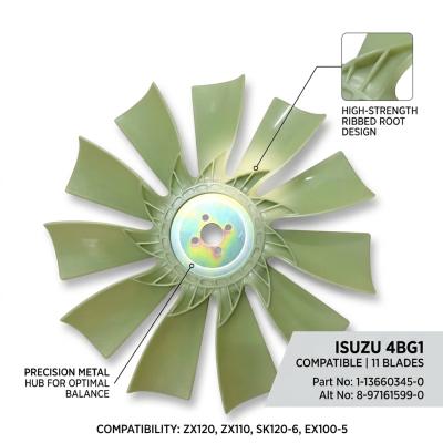 China OEM Specification 4BG1 Diesel Engine Cooling Fan 11 Blades 1-13660345-0 8-97161599-0 for Isuzu Excavator Precision Engineered Replacement for sale
