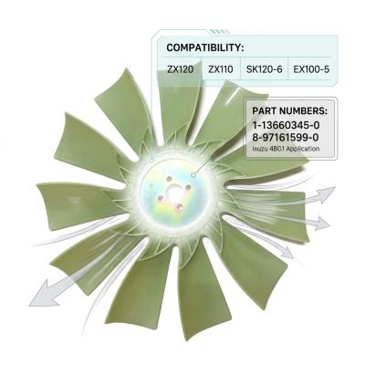 China Direct Fit Bolt-On Engine Cooling Fan Blade 11 Blades 1-13660345-0 8-97161599-0 Isuzu 4BG1 Excavator Fleet Maintenance Part for sale
