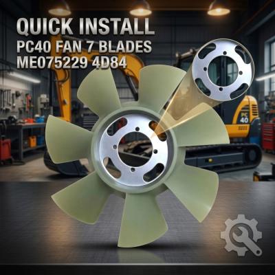 China Direct Fit Bolt-On Engine Cooling Fan 7 Blades ME075229 4D84 Yanmar PC40 PC40-7 Mini Excavator Quick Install Replacement for sale