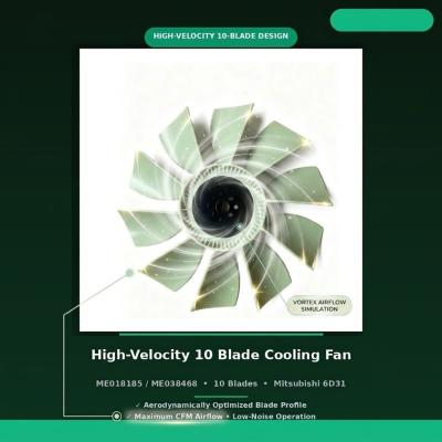 China High-Velocity 10 Blade Excavator Cooling Fan ME018185 ME038468 for Mitsubishi 6D31 Diesel SK200-2 SK200-3 SK200-5 Parts for sale