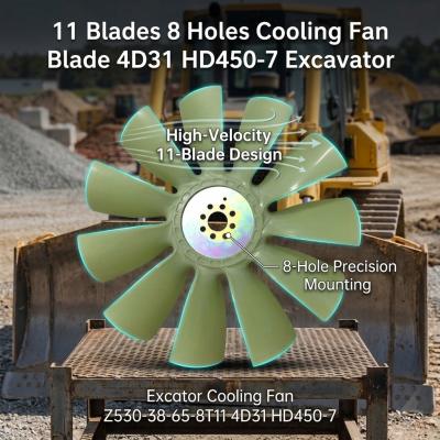 China High-CFM 11 Blade Cooling Fan OE Z530-38-65-8T11 8 Holes for 4D31 Diesel Engine Kato HD450-7 Excavator Replacement for sale