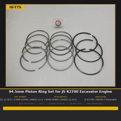 China 94.5mm Piston Ring Set OE 23040-4Z900 K6Z1-11-SCO OK6Z1-11-SCO Standard Size Replacement for JS K2700 Excavator Engine for sale