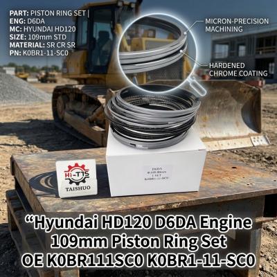 China D6DA 109mm Engine Overhaul Piston Ring Kit For Hyundai HD120 Truck Diesel Rebuild OE K0BR1-11-SC0 Parts for sale