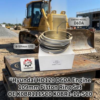 China Construction Equipment 109mm D6DA OEM Standard Piston Ring Set For Hyundai HD120 Excavator Truck OE K0BR111SC0 for sale