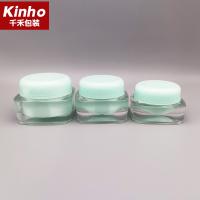 China 15-50g Cosmetic Cream Jar Double Wall Square Acrylic Jar Round Cap for sale