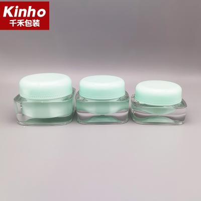 China 15-50g Cosmetic Cream Jar Double Wall Square Acrylic Jar Round Cap for sale