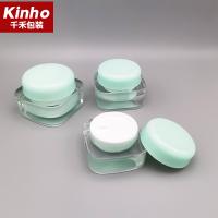 China 15-50g Cosmetic Cream Jar Double Wall Square Acrylic Jar Round Cap for sale