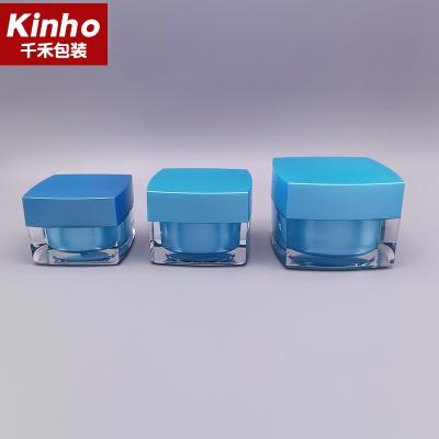 China 15g 30g Cosmetic Acrylic Jar 50g Square Cosmetic Jar Double Wall For Skincare Cream for sale