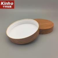 China 47mm Cosmetic Bottle Cap 68mm 89mm Screw Lids Smooth For Cosmetic Jar White Wooden Pattern for sale