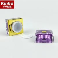 China PMMA Cosmetic Cream Jar Double Wall 30g 50g Square Cream Jar Gold for sale