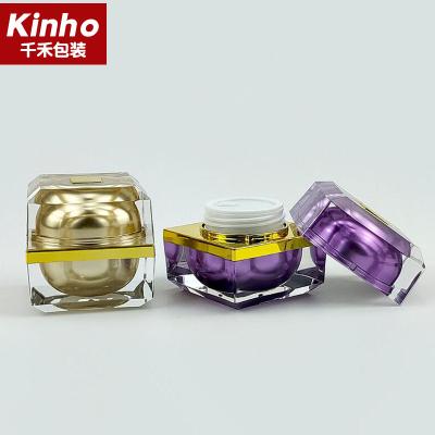 China PMMA Cosmetic Cream Jar Double Wall 30g 50g Square Cream Jar Gold for sale