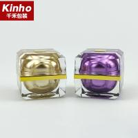 China PMMA Cosmetic Cream Jar Double Wall 30g 50g Square Cream Jar Gold for sale