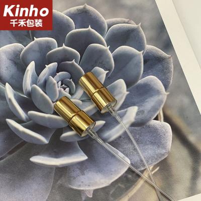 China 12/410 Shiny Gold Aluminum Mist Sprayer With Over Cap Fine Mist Atomizer Sprayer for sale