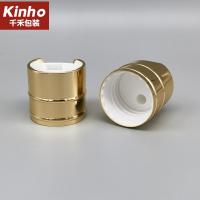 China Luxury Cosmetic Gold Aluminum Press Disc Top Cap 28/410 Metal Shell For Shampoo Bottle for sale