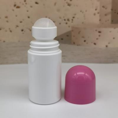 China PE Plastic Deodorant Stick Container 50ml Roller Ball Bottles With Arc Top Lid for sale