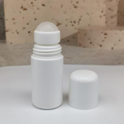 China Flat Top Lid 50ml PE Plastic Roll On Bottle For Deodorant Essential Oil for sale