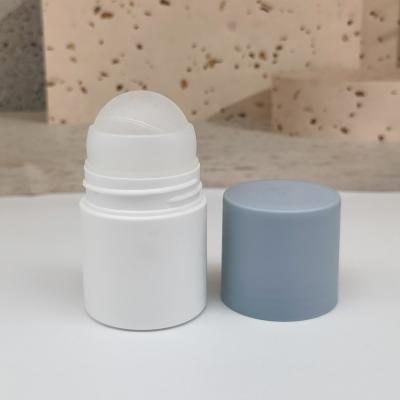China White PP Plastic Deodorant Stick Container 50ml Flat Top Lid Roll On Bottle for sale