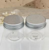 China 1oz 30g 30ml Round Transparent PET Plastic Cosmetic Jar With Aluminum Screw Cap for sale