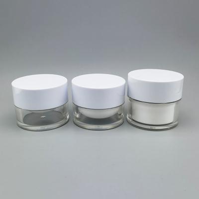 China High End 15g 30g 50g Plastic Thick / Double Wall Cream Jar With ABS Cap For Face for sale