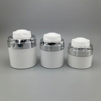 China 15ml 30ml 50ml Refillable Acrylic Cosmetic Airless Pump Jar With Rose Shape Pump for sale