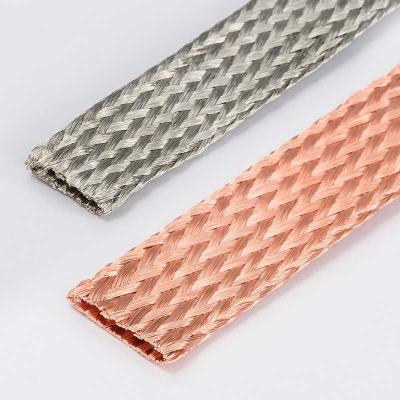 China Electrical Connection Tinned Flat Copper Braid High Corrosion Resistance Cable Braiding for sale