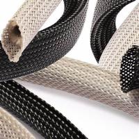 China UL RoHS Black PET Expandable Braided Sleeving High Temperature Resistance for sale