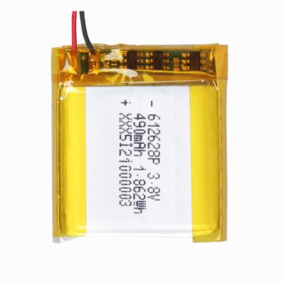 China 612628 Polymer Lithium Battery 3.7V 490mAh For Smart Bracelet for sale