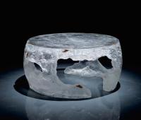 China BESTA Modern Acrylic Round Coffee Table Platinum Crystal Furniture Customizable for sale