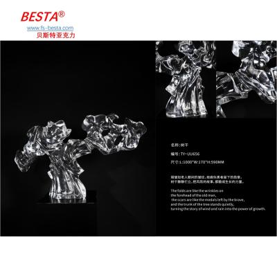 China Medium Size Clear Acrylic Art Sculptures with Smooth Finish - Handmade Modern Abstract Design for Tabletop Display for sale