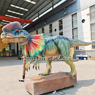 China Amusement Parks Animatronic Dilophosaurus Customizable Realistic Dinosaur Animatronic for sale