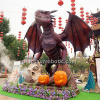 China Halloween Themed Large Scale Custom Animatronic Dragon With Dynamic Smoke for sale
